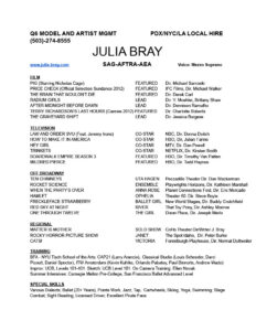 JULIA BRAY – actor, writer, director